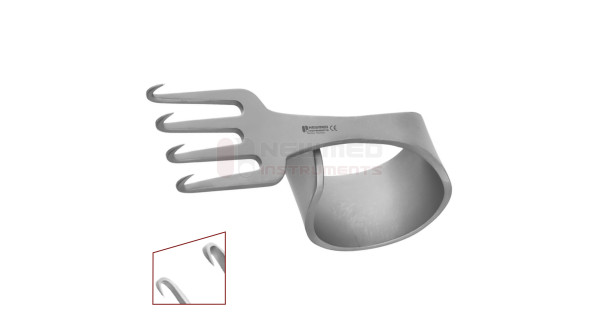 Freeman Mini Rake Retractor- 4 Sharp Prongs | New Med Instruments